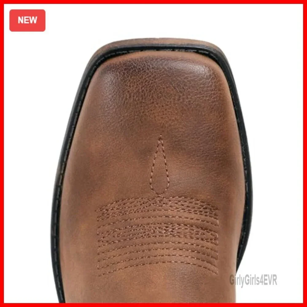 Shoes | Mid Calf Cowboy Boots Square Toe Pull On Embroidered Western ...